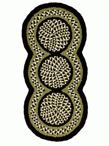 2' x 8' "Emily" Wool Braided Runner in Burgundy, Aqua and Cream