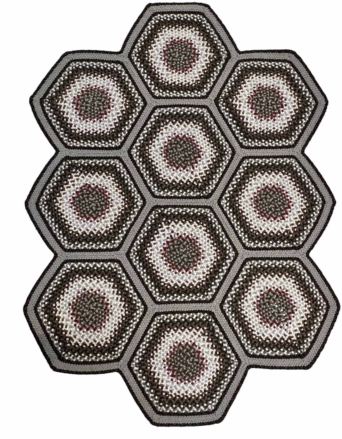 6'5" x 8'10" Multi-Hexagon Wool Braided Rug