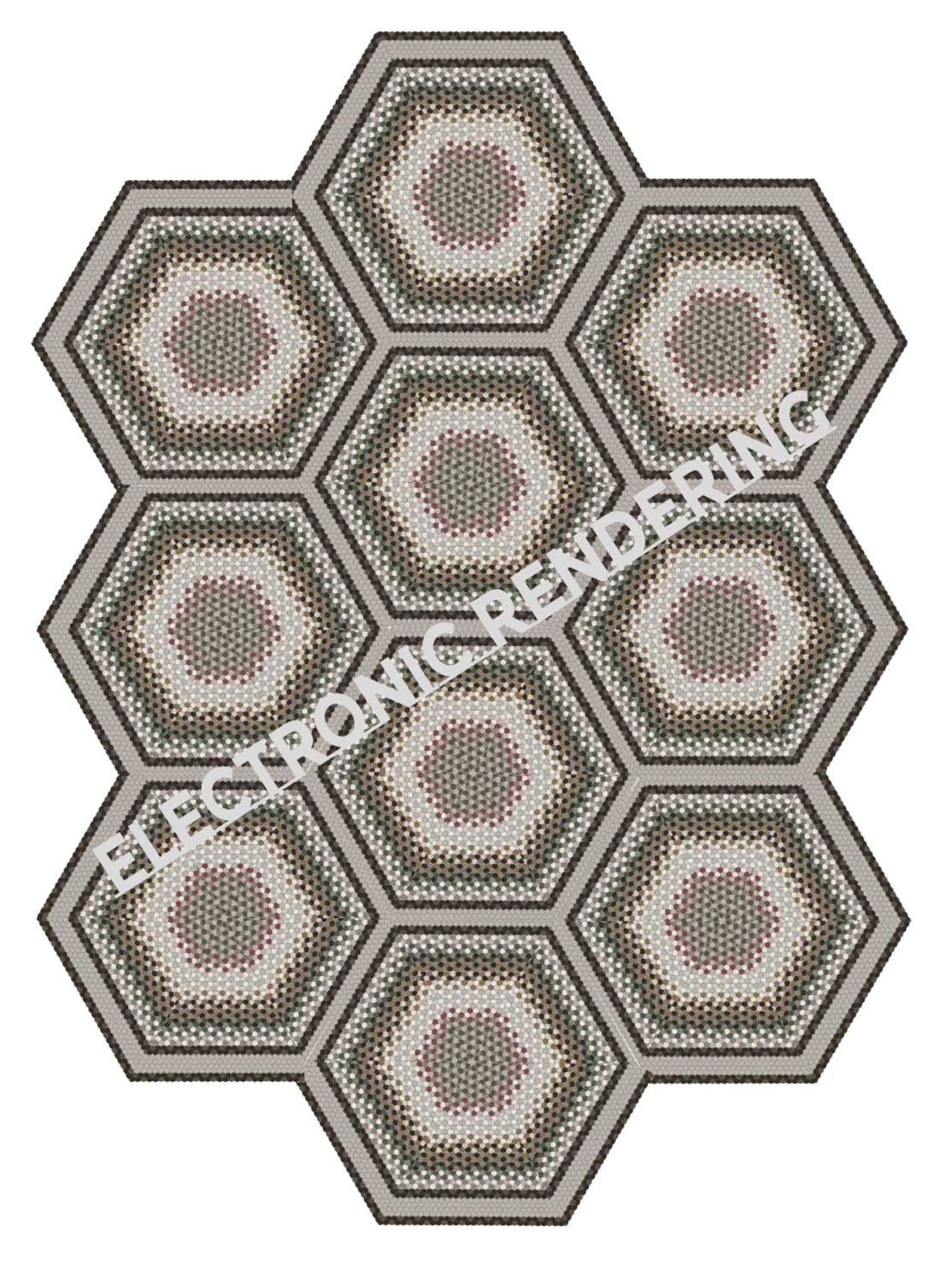 6' x 8' Multi-Hexagon Wool Braided Rug