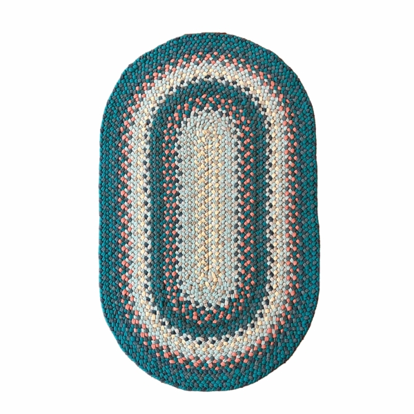 1'10" x 3' Pastel Wool Braided Rug
