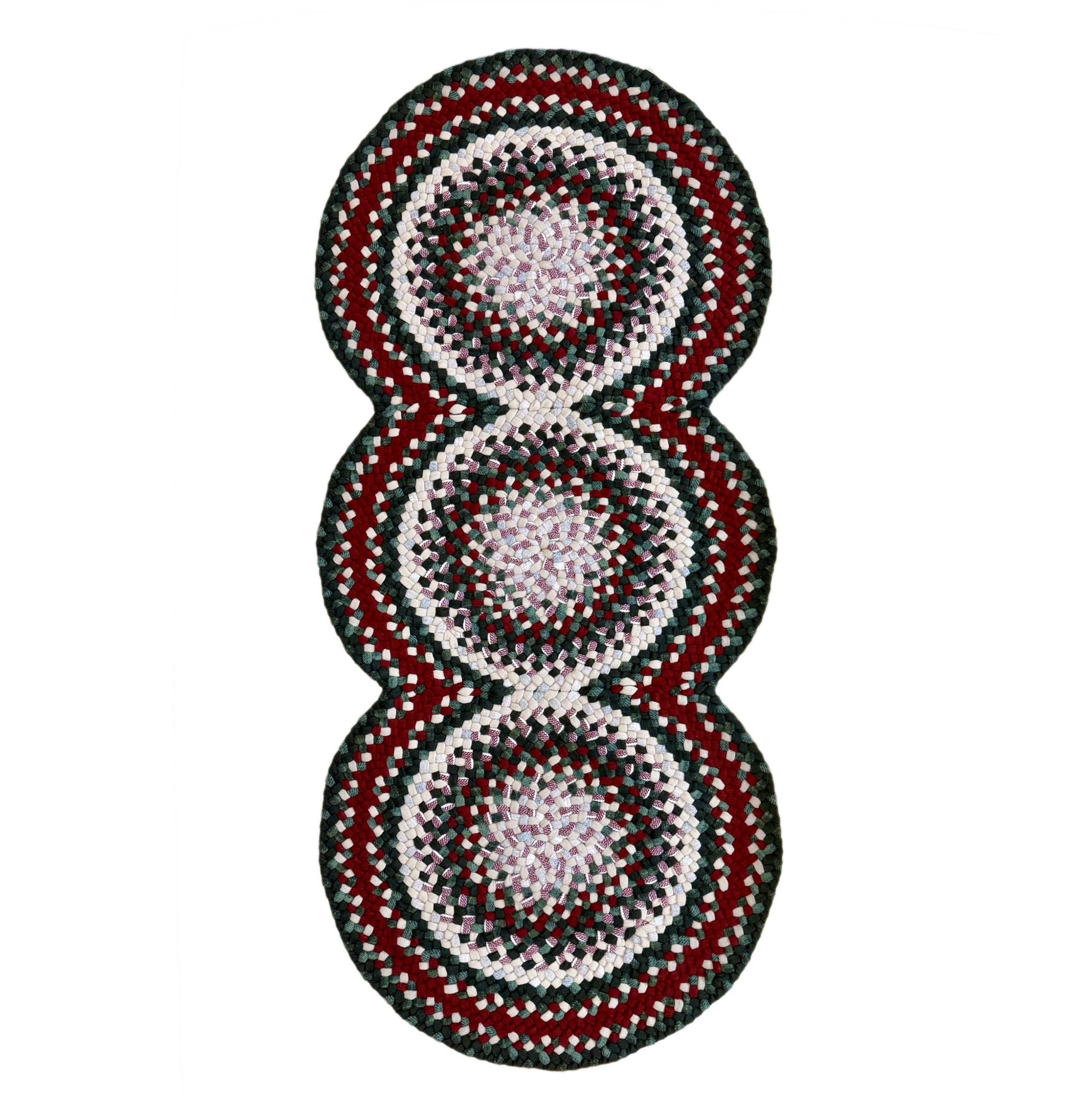 2' x 4'6" 3-Circle Wool Braided Rug